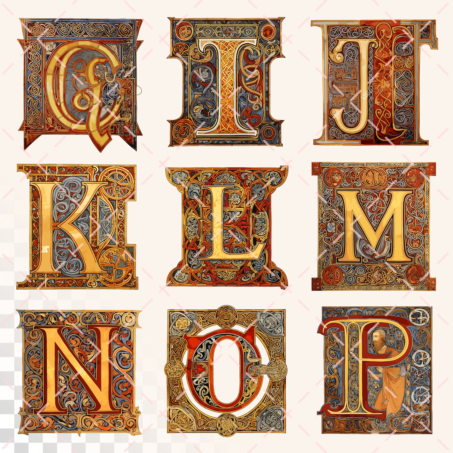 Book of Kells Alphabet | Transparent PNG SVG | Early Medieval ...