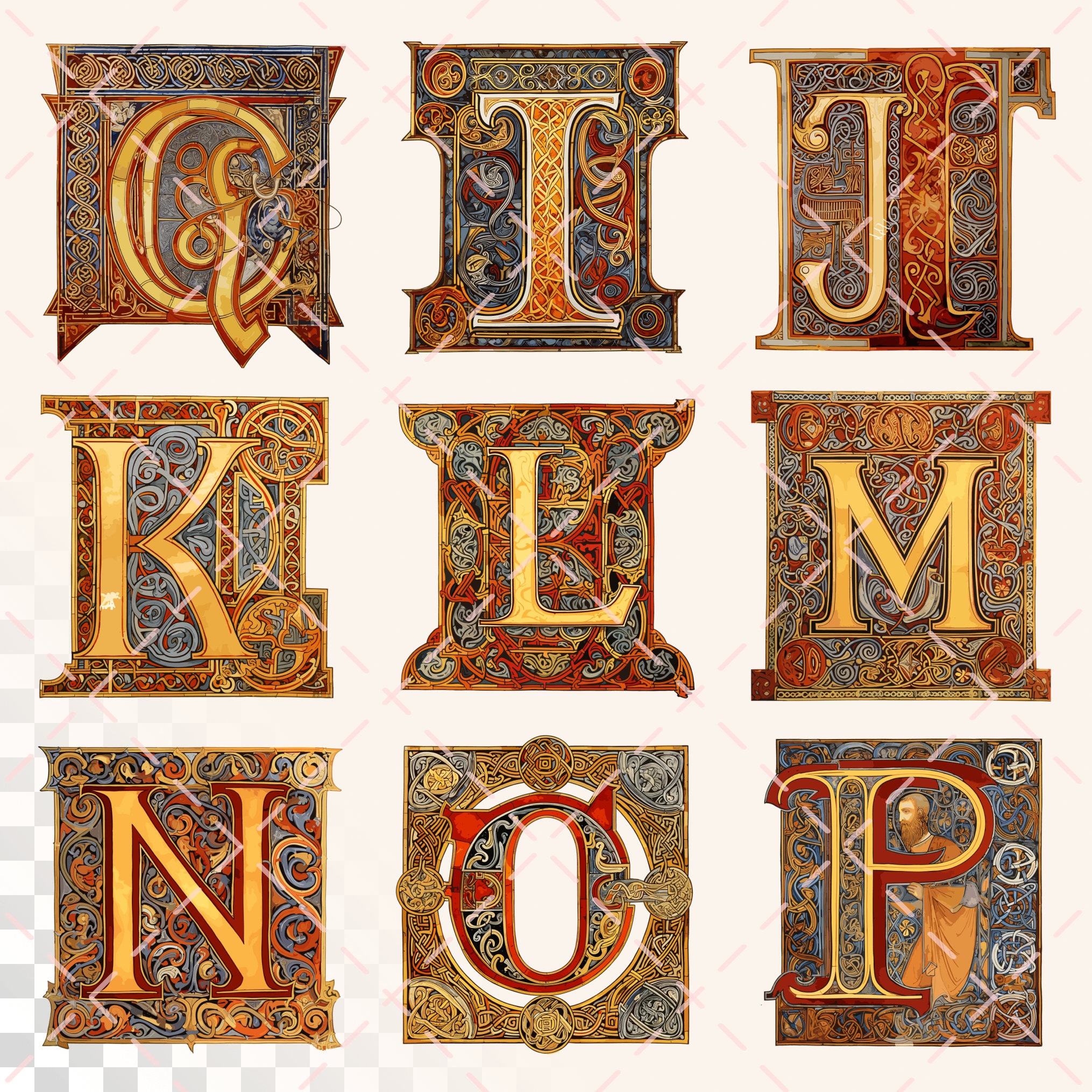 Book of Kells Alphabet | Transparent PNG SVG | Early Medieval ...