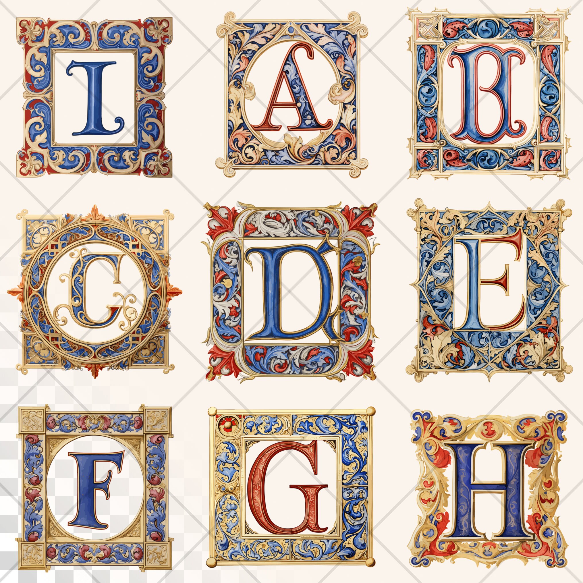 Byzantine Alphabet Bundle Transparent PNG Download Illuminated ...