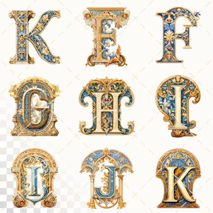 Golden Mosaic Alphabet | Transparent PNG SVG | Medieval Illuminated ...