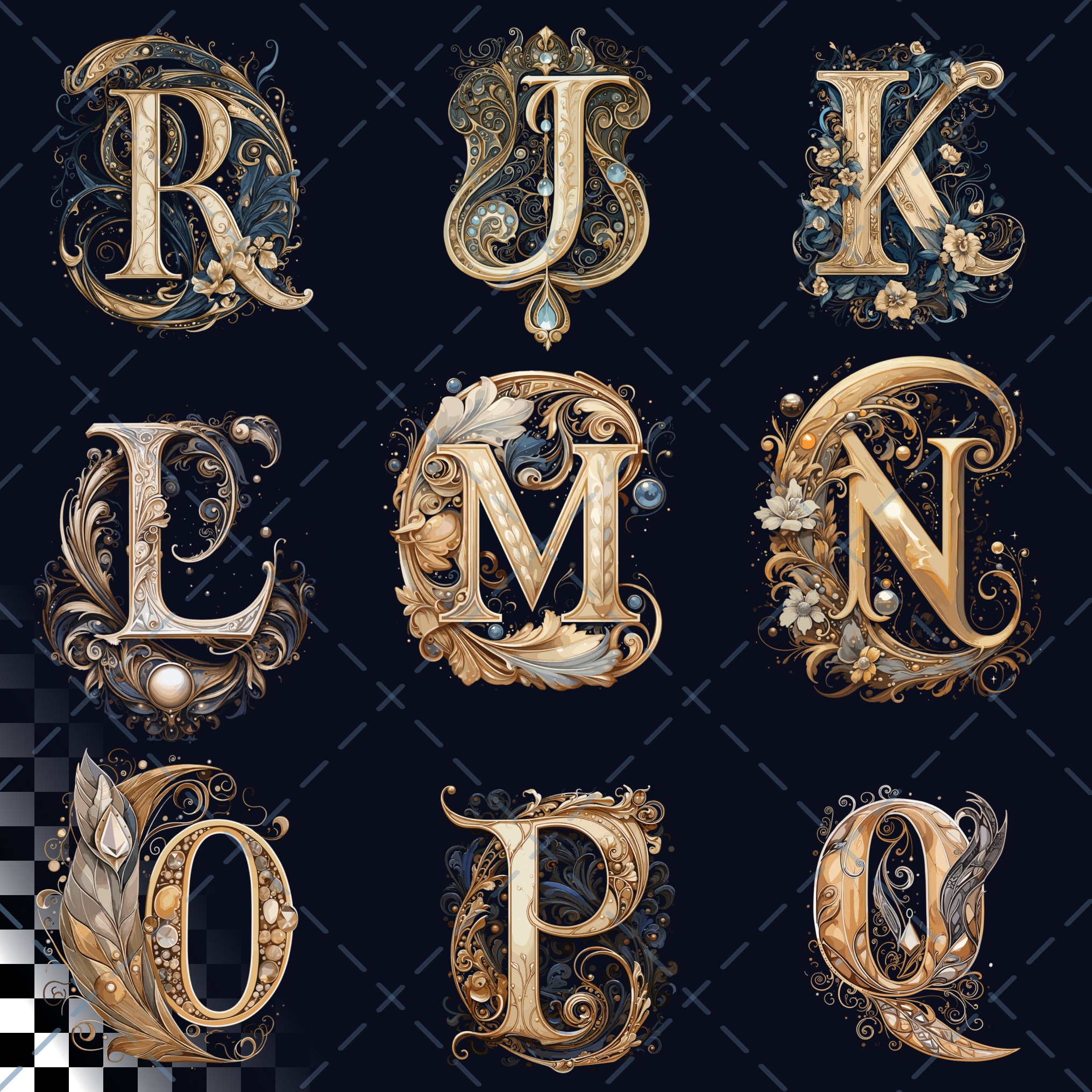 Arwen Alphabet Transparent PNG SVG Elven Style Illuminated Letters Lotr ...
