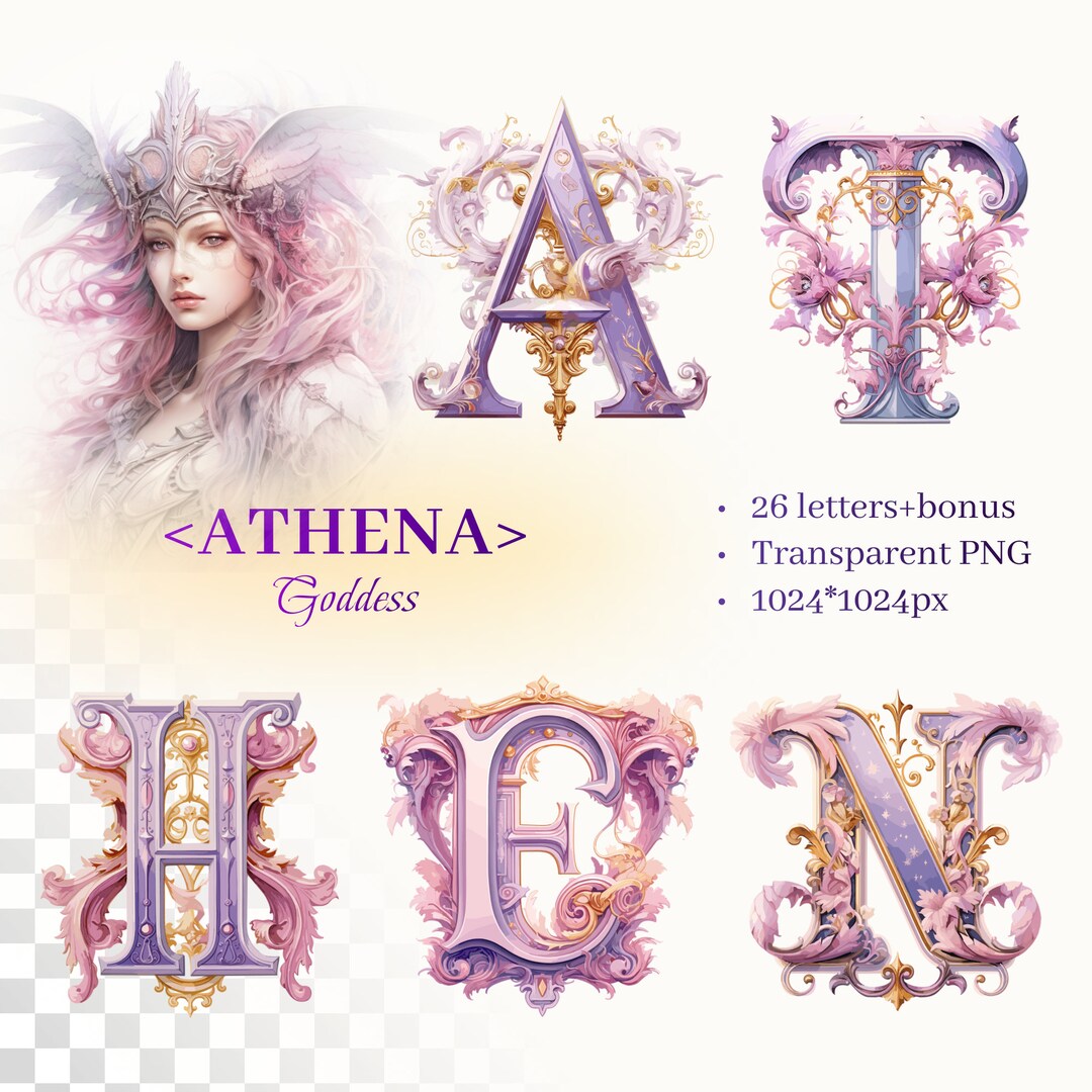 Goddess Athena Alphabet Transparent PNG SVG Illuminated Manuscript ...