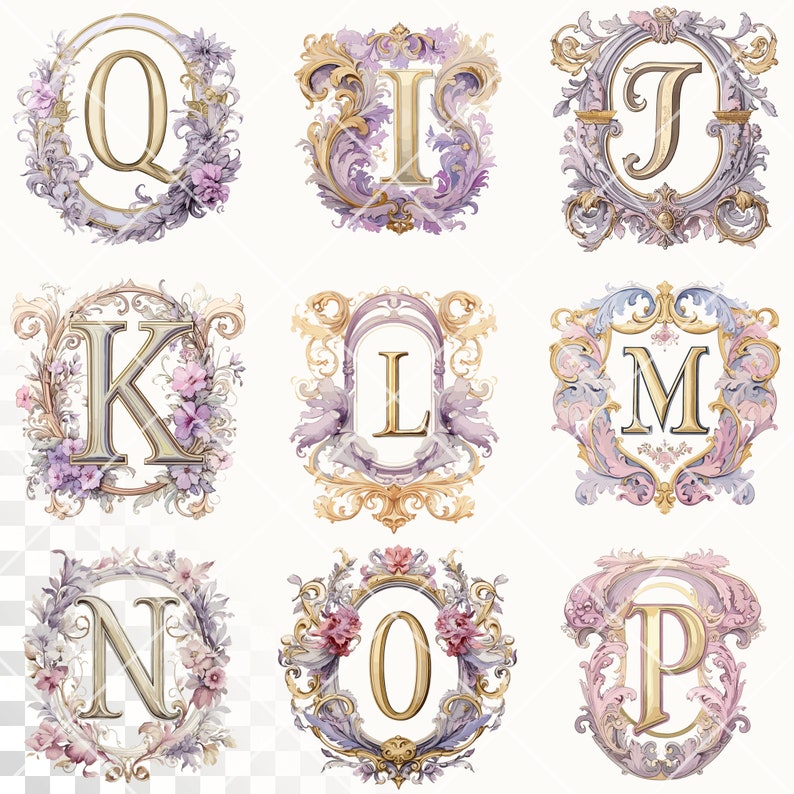 Lavender Princess Alphabet | Transparent PNG SVG | Watercolor ...