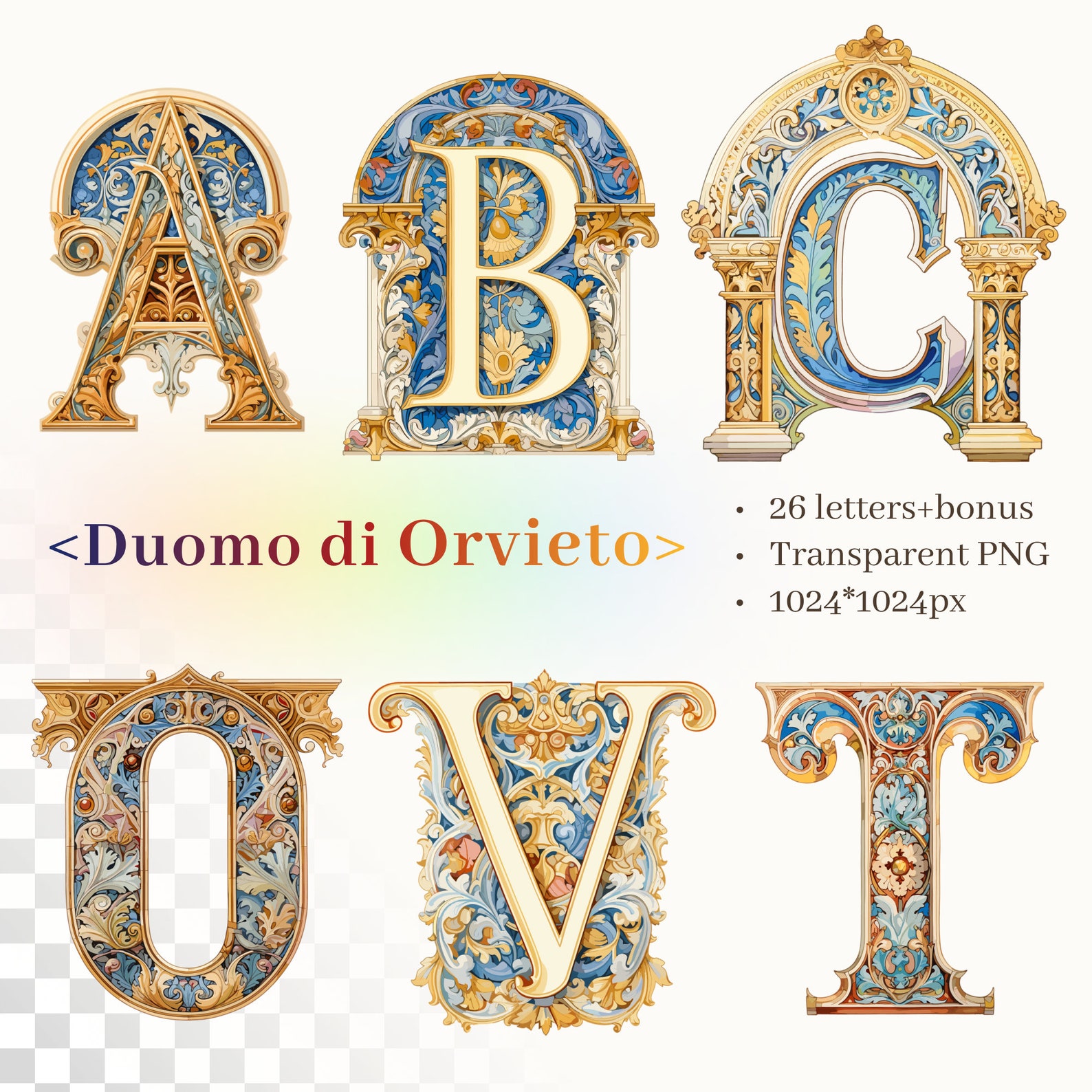 Golden Mosaic Alphabet Transparent PNG SVG Medieval Illuminated ...