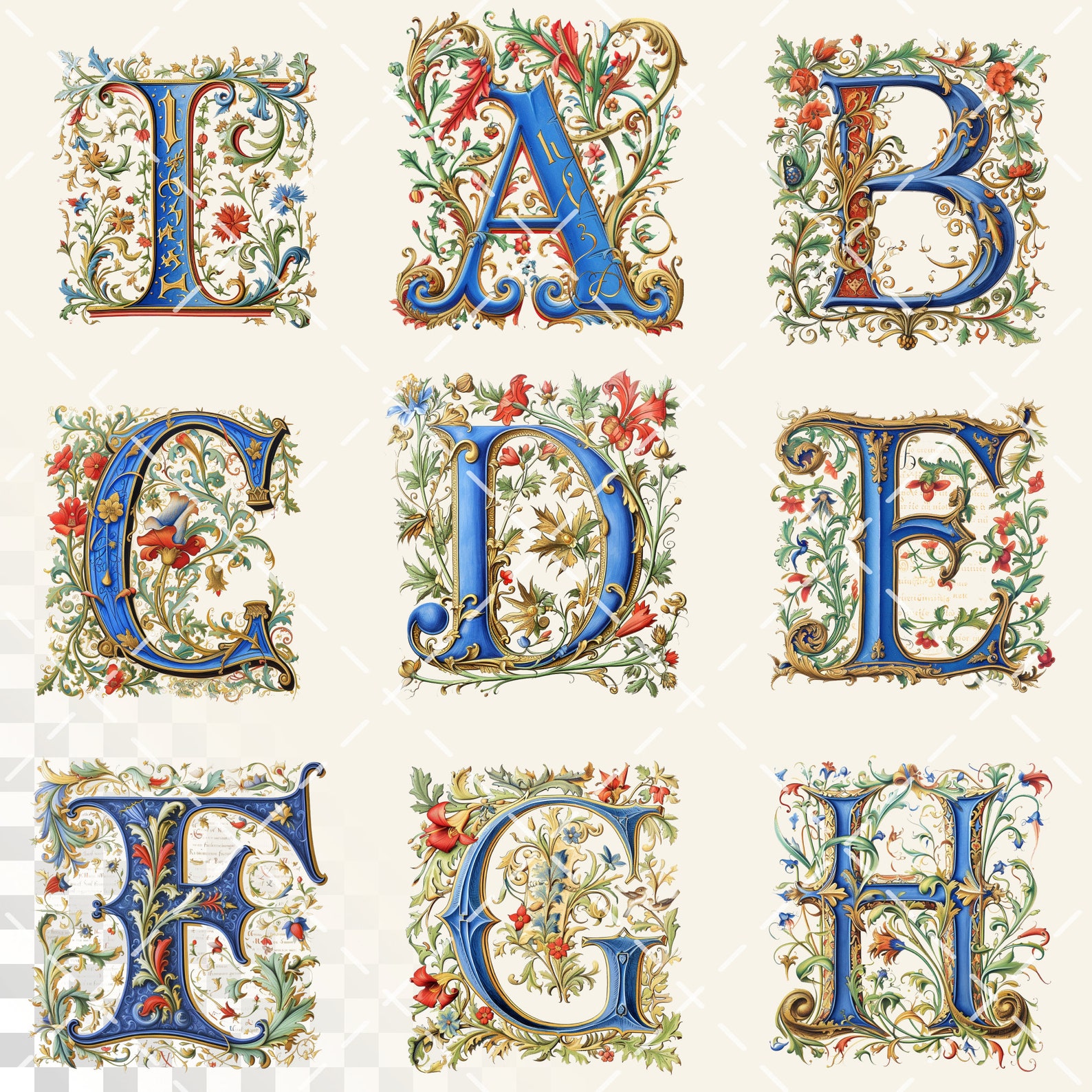 Hours of Mary of Burgundy Alphabet | Transparent PNG | Medieval ...