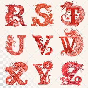 Chinese Dragon Alphabet | Transparent PNG SVG | Lunar New Year Letters ...