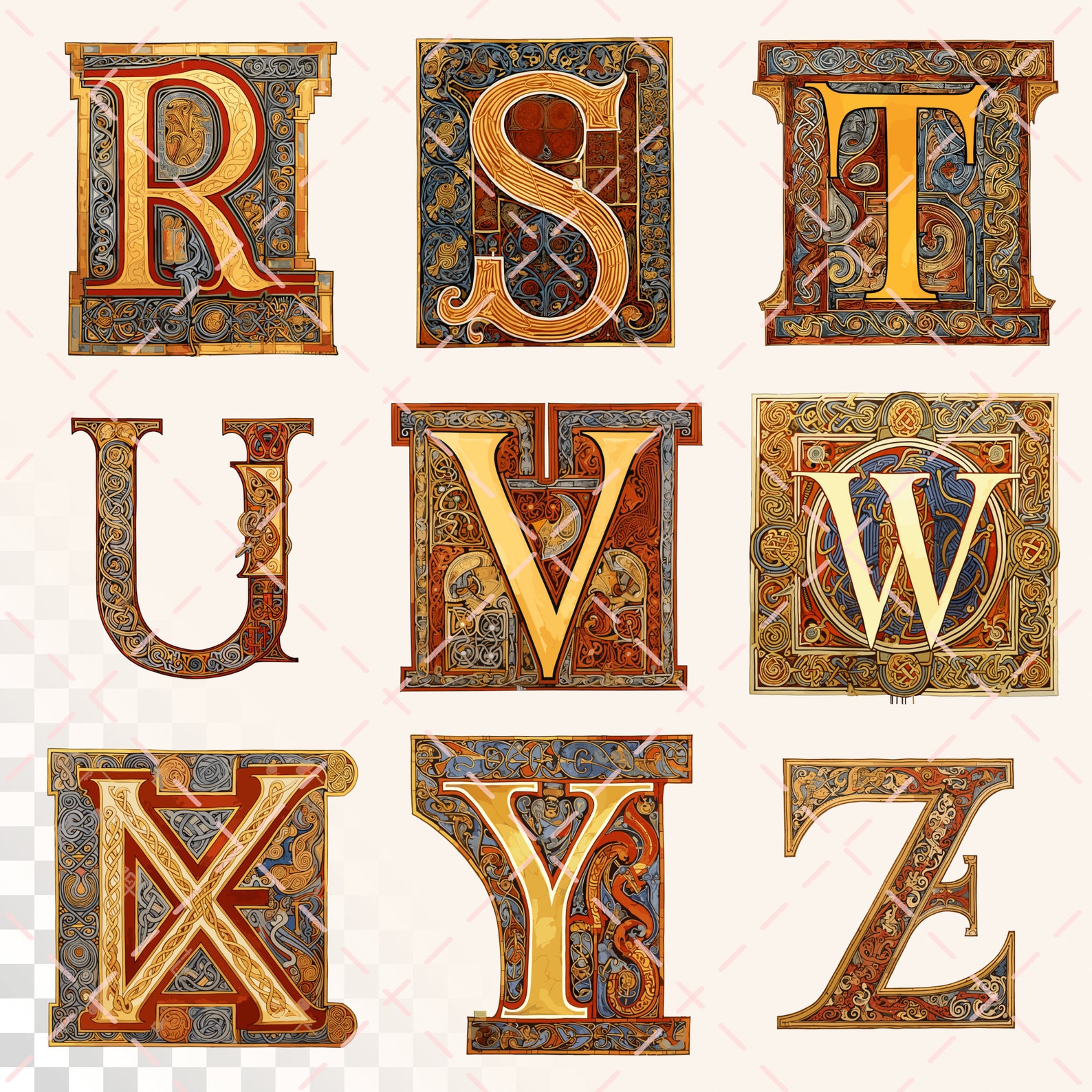 Book of Kells Alphabet | Transparent PNG SVG | Early Medieval ...