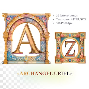 Archangel Uriel Alphabet | Transparent PNG SVG | Medieval Illuminated ...