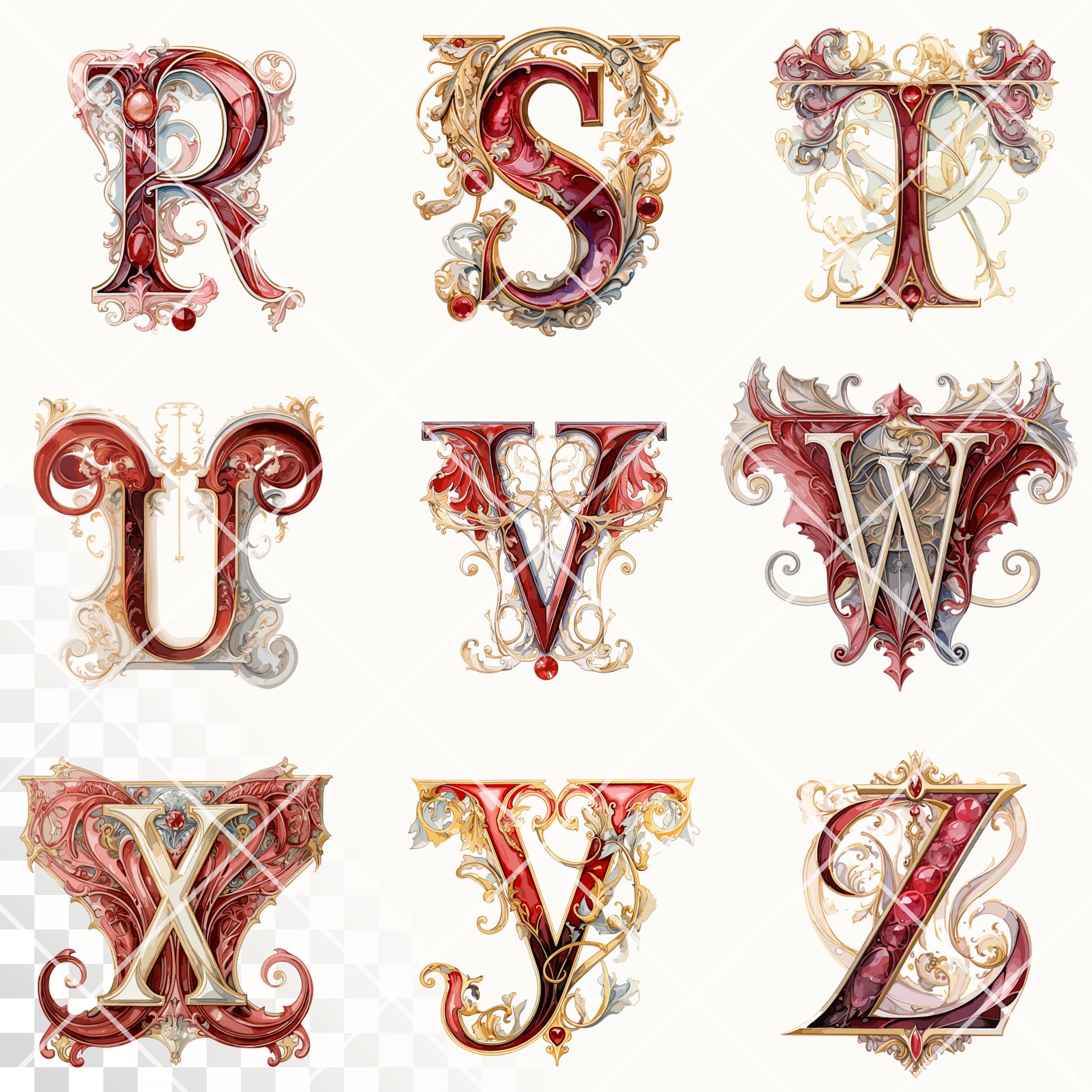 Ruby Alphabet | Transparent PNG SVG | Illuminated Letters | July ...