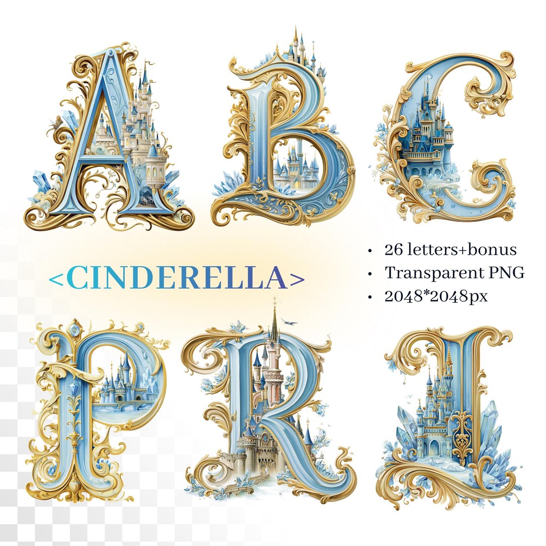 Cinderella Fairy Tale Alphabet | DIY Children’s Book | Transparent PNG ...