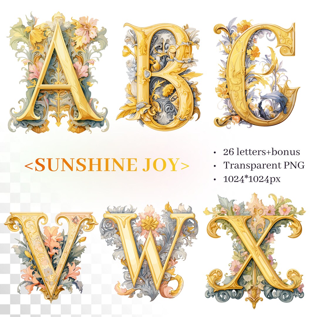 Sunshine Alphabet Easter Lettering Transparent PNG SVG Illuminated ...
