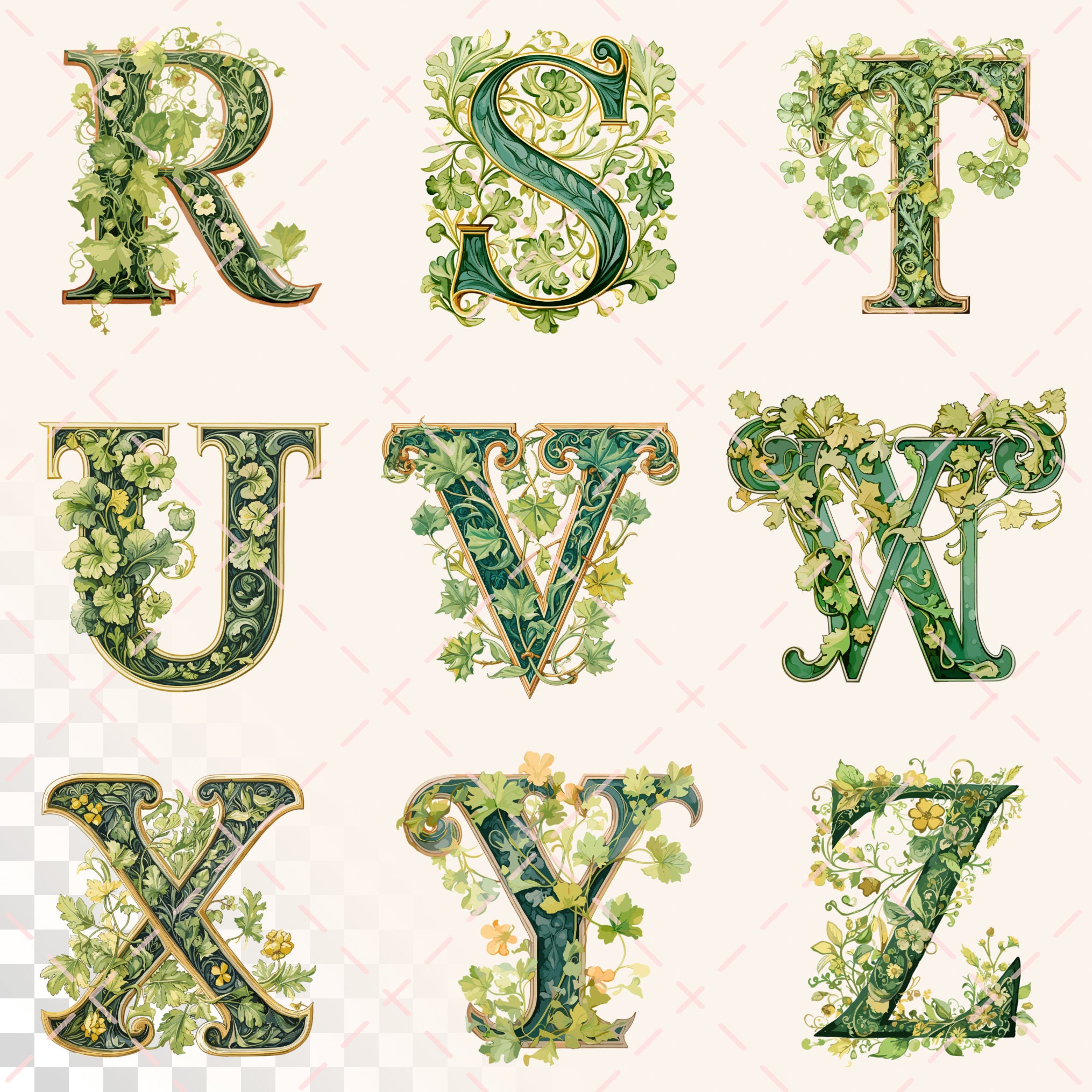 St Patrick Alphabet Transparent PNG SVG Irish Illuminated Letters ...