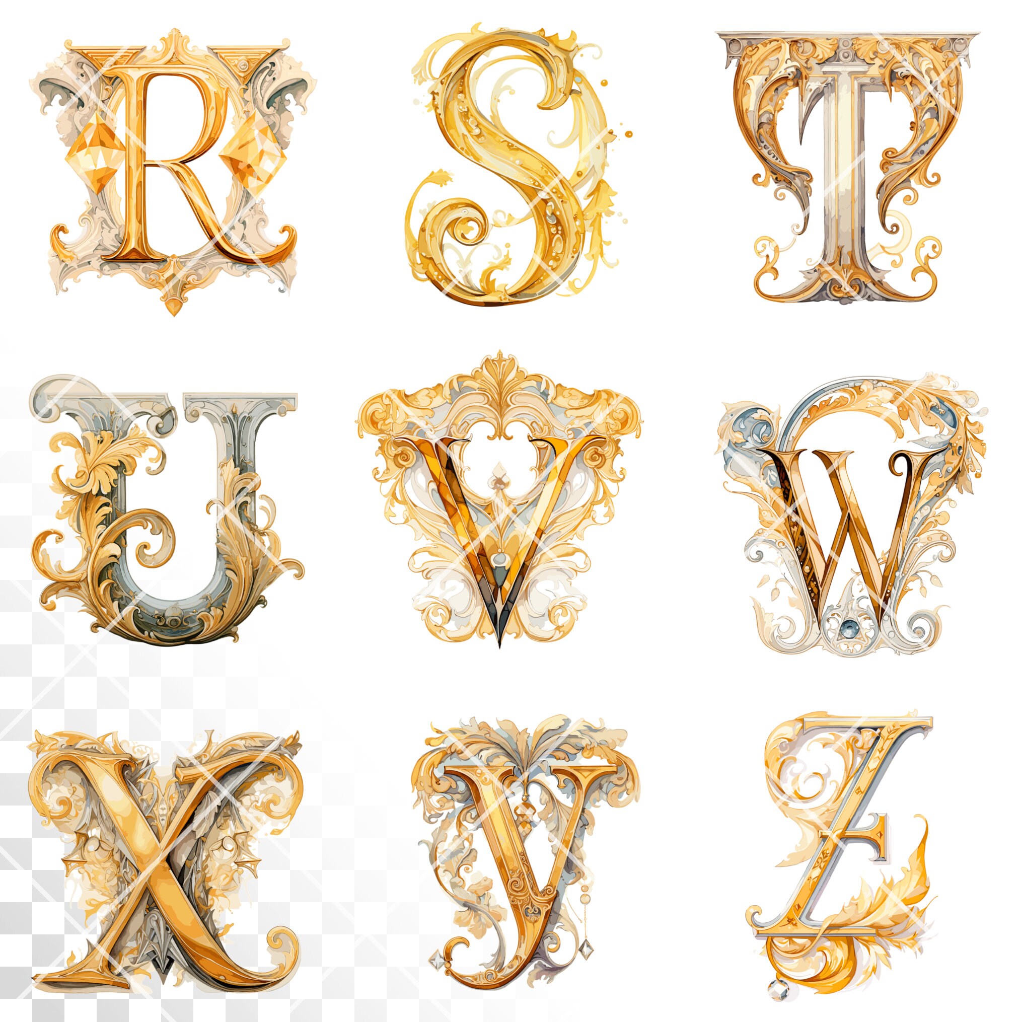 Citrine Alphabet Transparent PNG SVG Illuminated Letters November ...