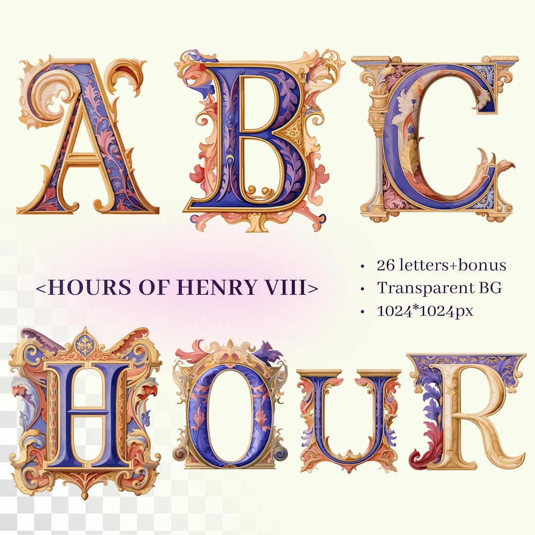 Hours of Henry VIII Alphabet | Transparent PNG SVG | Medieval Tudor ...