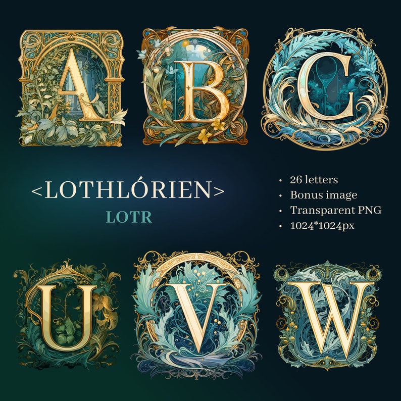 Lothlórien Alphabet Transparent PNG SVG Elven Style - Etsy