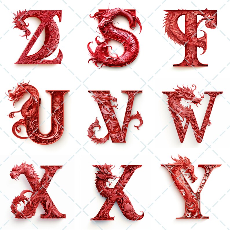 Chinese Dragon Alphabet | PNG Clipart | Lunar New Year Letters | Carved ...