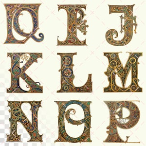 Lindisfarne Gospels Alphabet | Transparent PNG | Early Medieval ...