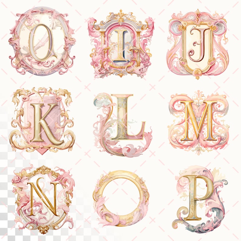 Alfabeto romántico florentino / PNG SVG transparente / Letras ...