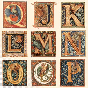 Griffin Alphabet | Transparent PNG Download | Illuminated Manuscript ...