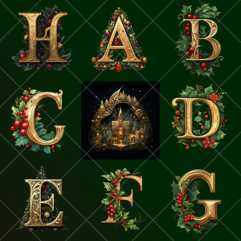 Christmas Alphabet Bundle Transparent PNG SVG Download Card Design ...