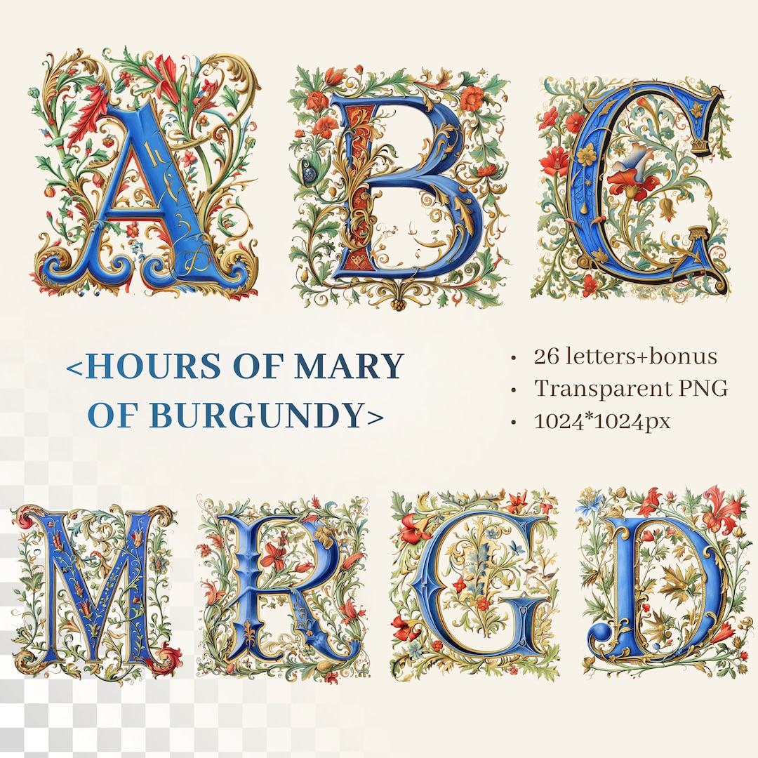 Hours of Mary of Burgundy Alphabet | Transparent PNG | Medieval ...