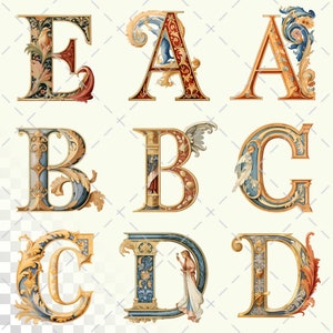 Renaissance Elegance Alphabet | Transparent PNG SVG | Medieval ...