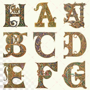 Lindisfarne Gospels Alphabet | Transparent PNG | Early Medieval ...