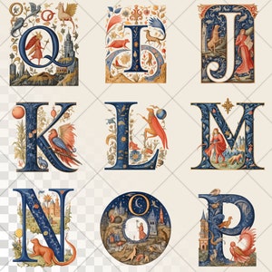 Medieval Castle Alphabet | Transparent PNG Download | Illuminated ...