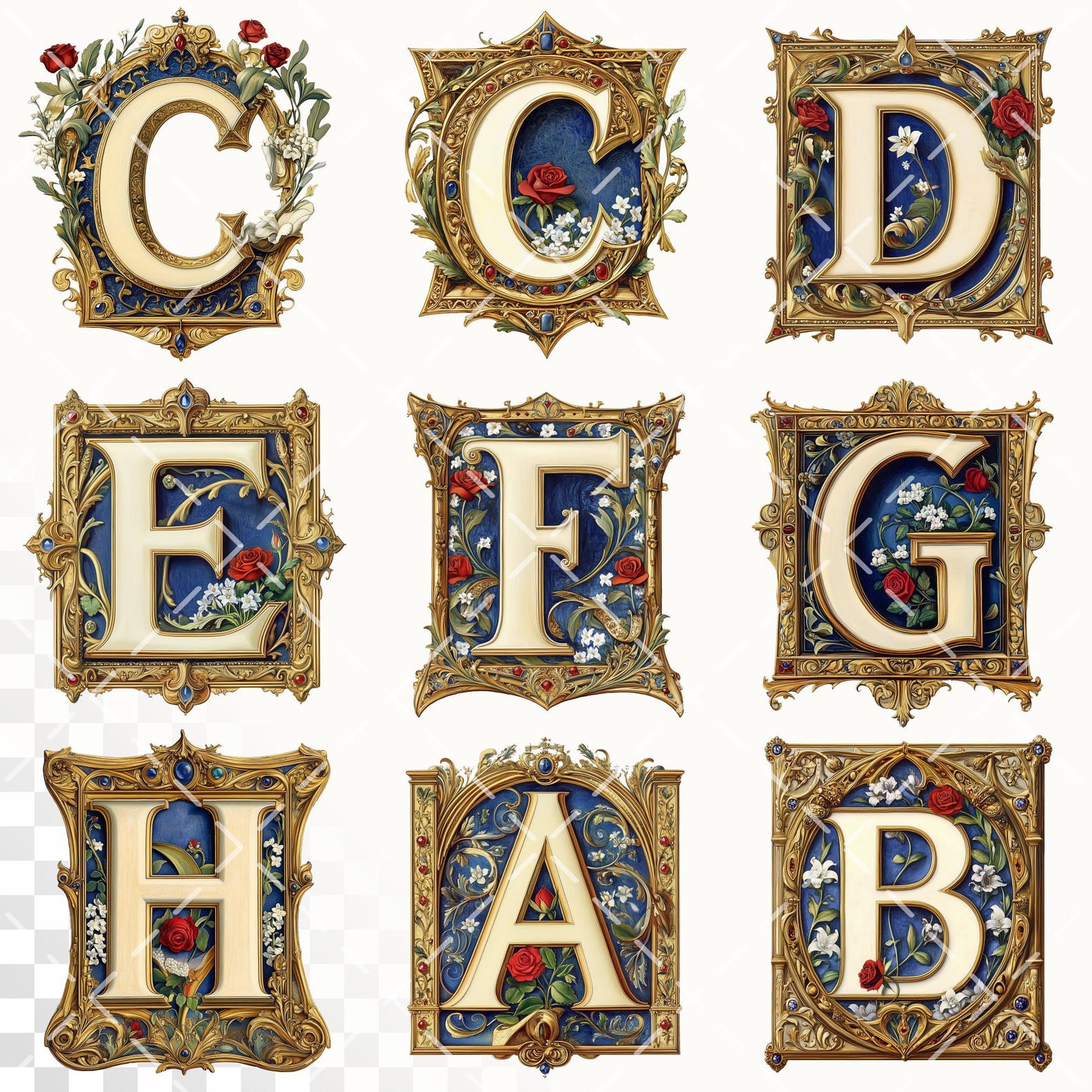 Van Eyck's Mary Alphabet | Transparent PNG | Medieval Illuminated ...