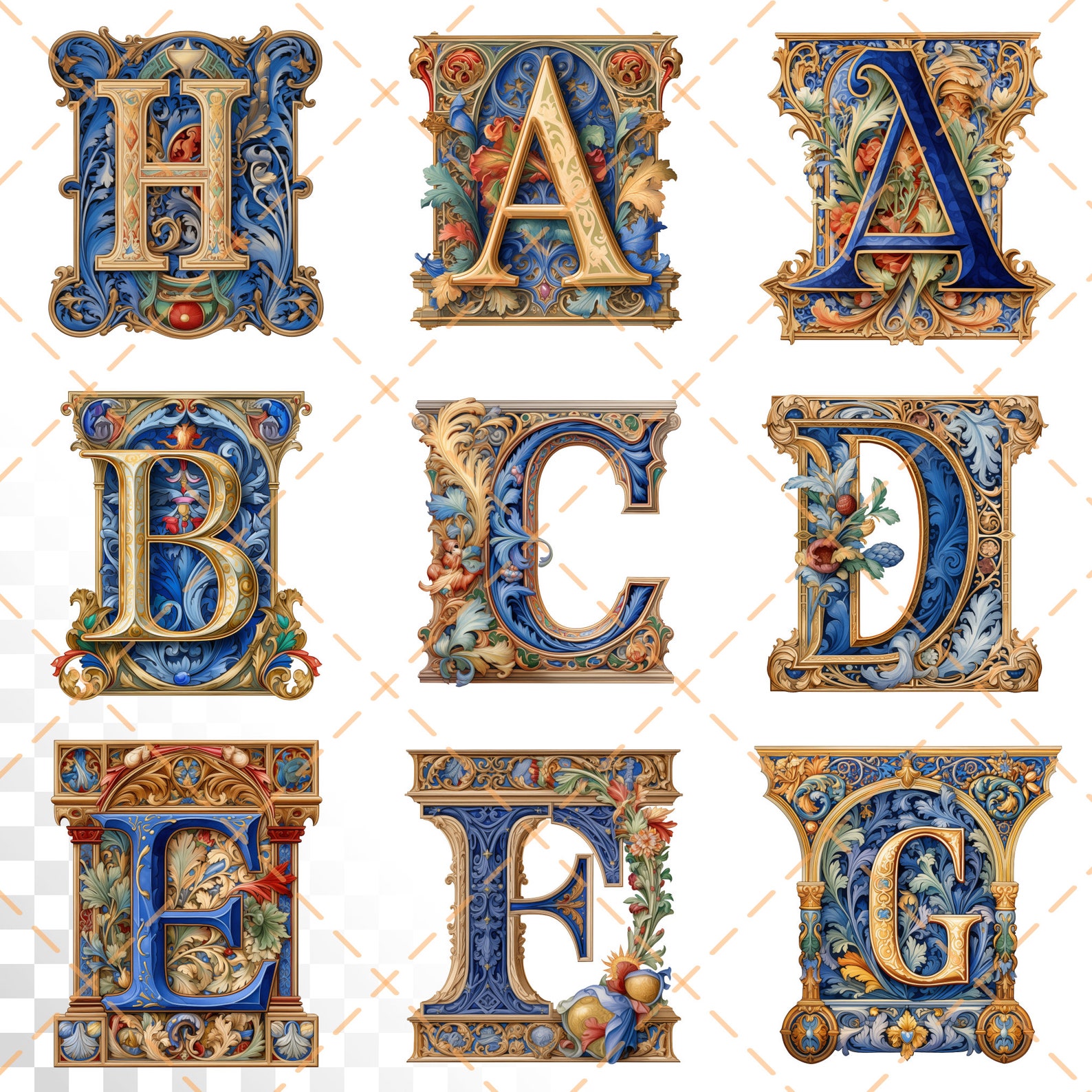 Archangel Gabriel Alphabet Transparent PNG Medieval Illuminated ...