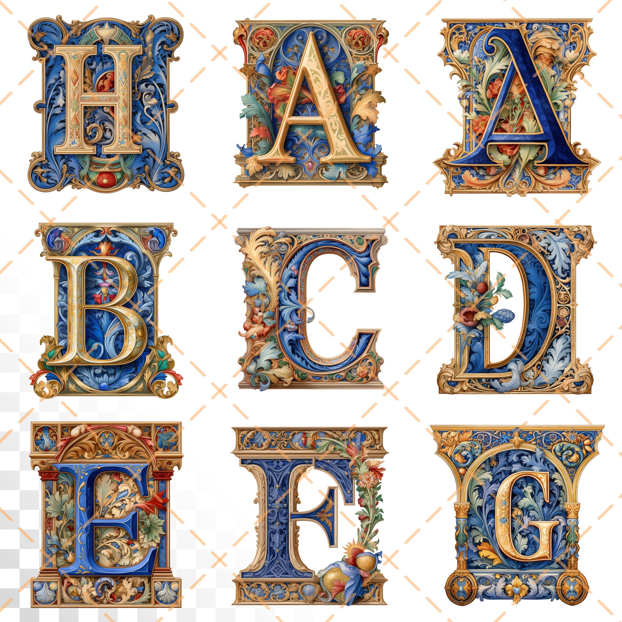 Archangel Gabriel Alphabet | Transparent PNG | Medieval Illuminated ...