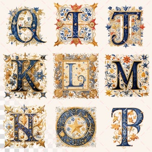 Celestial Star Alphabet | Transparent PNG SVG | Illuminated Letters ...