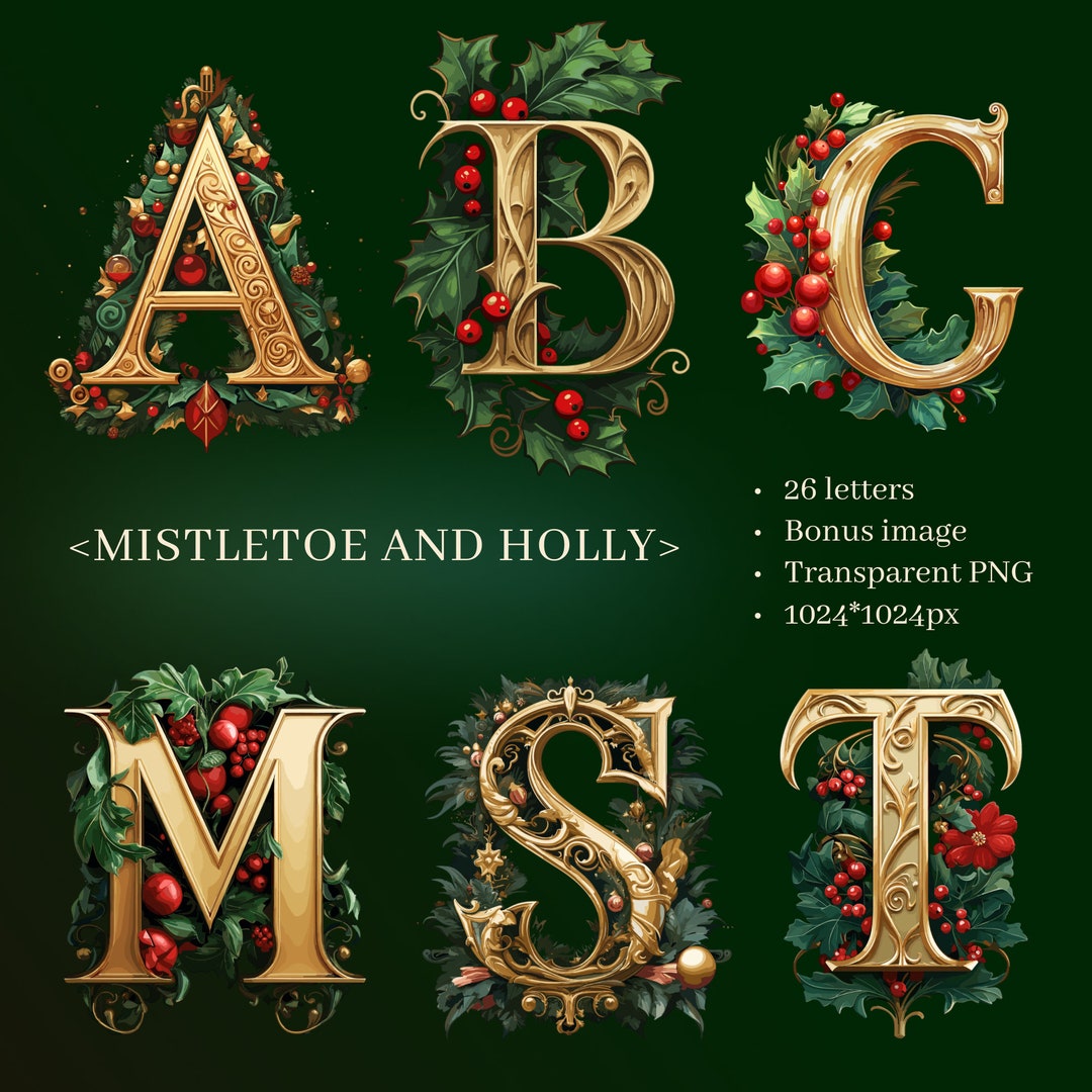 Christmas Alphabet Bundle Transparent PNG SVG Download Card Design ...