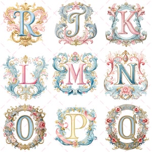 Vintage Rococo Alphabet | Transparent PNG SVG | Pastel Illuminated ...