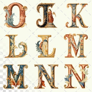 Renaissance Elegance Alphabet | Transparent PNG SVG | Medieval ...