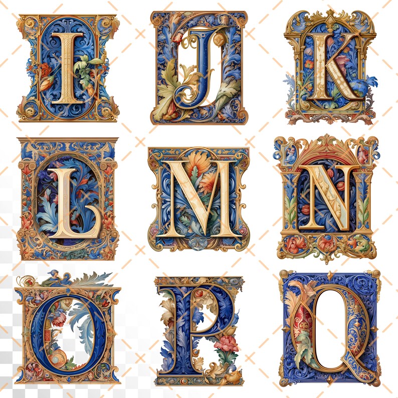 Archangel Gabriel Alphabet | Transparent PNG | Medieval Illuminated ...