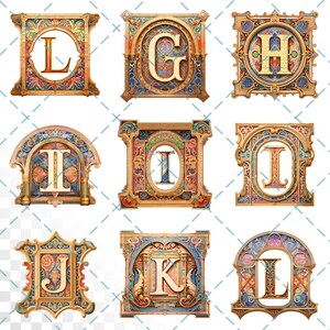 Archangel Uriel Alphabet | Transparent PNG SVG | Medieval Illuminated ...