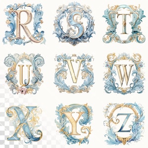 Rococo Alphabet | Transparent PNG Download | Watercolor Illuminated ...