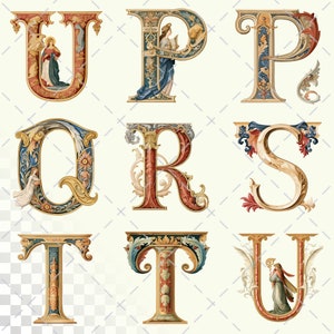 Renaissance Elegance Alphabet | Transparent PNG SVG | Medieval ...