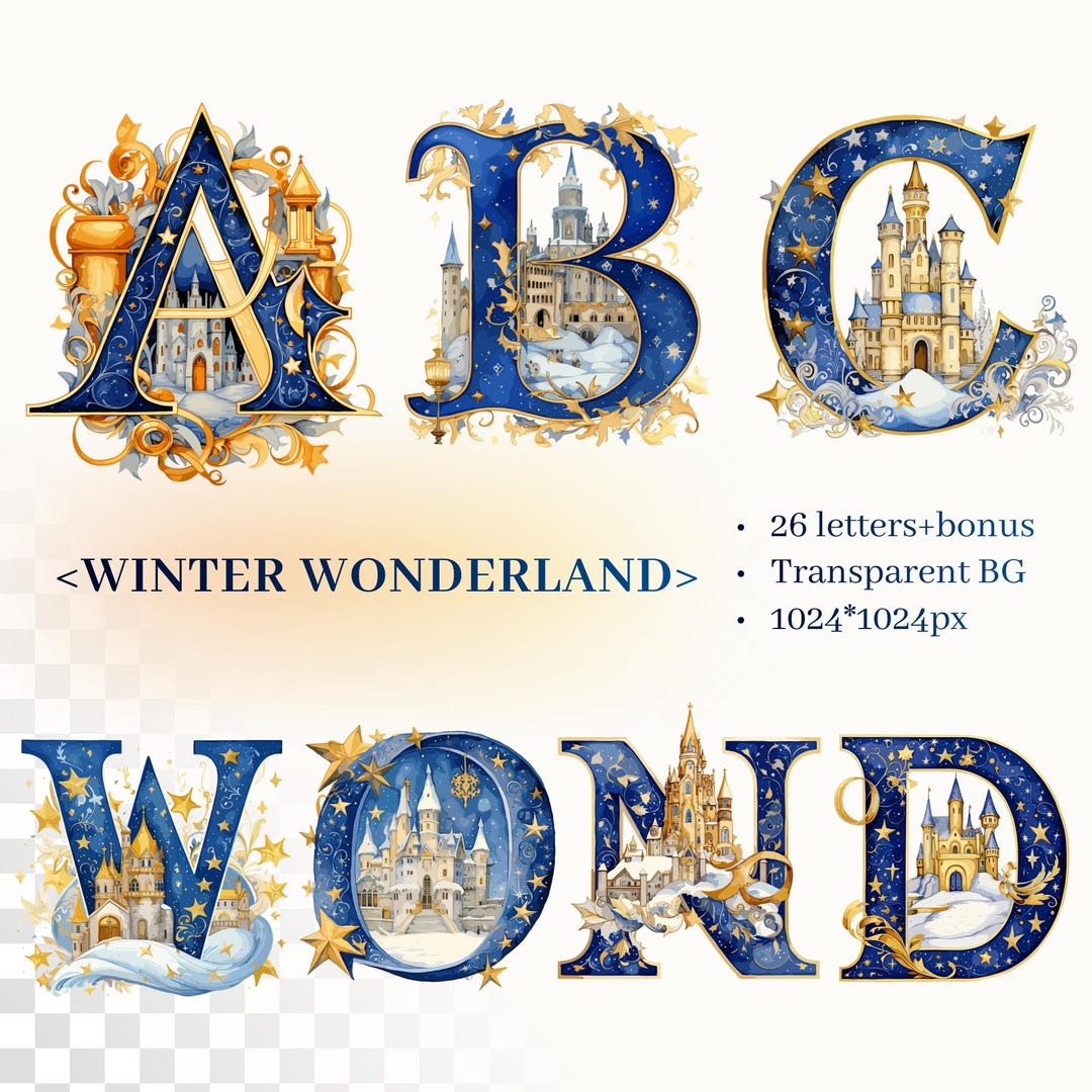 Winter Wonderland Alphabet Christmas Clipart Transparent PNG SVG ...