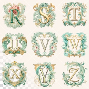 Rococo Easter Alphabet Bundle Transparent PNG Download Watercolor ...