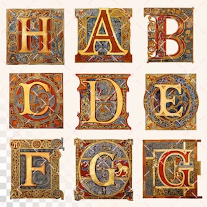 Book of Kells Alphabet | Transparent PNG SVG | Early Medieval ...