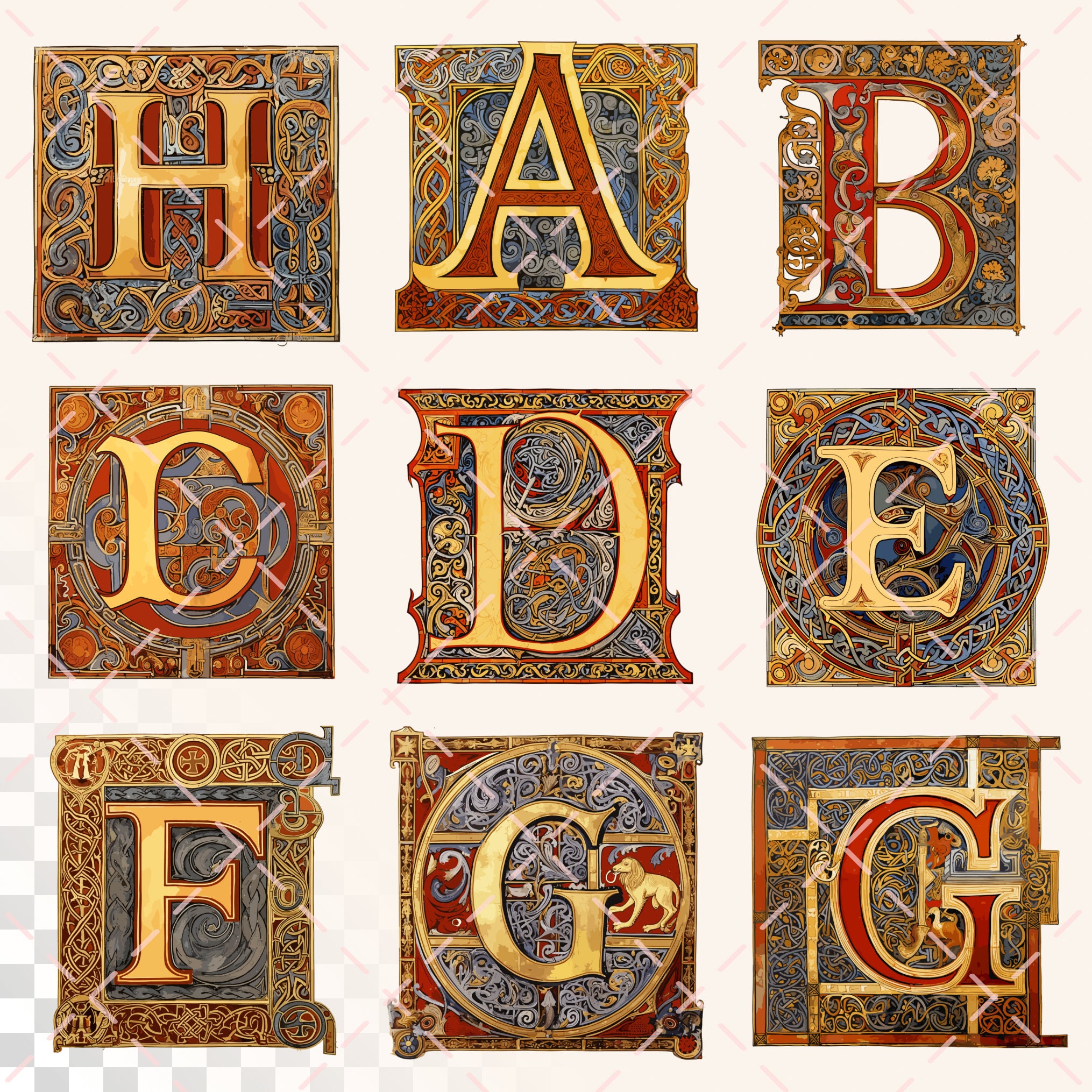 Book of Kells Alphabet | Transparent PNG SVG | Early Medieval ...