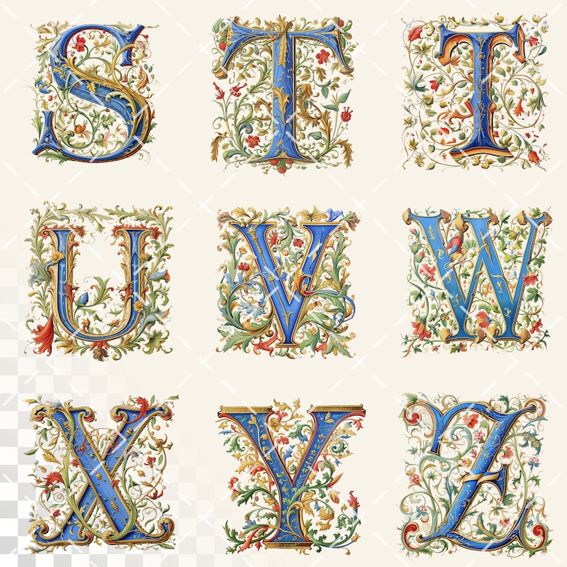 Hours of Mary of Burgundy Alphabet Transparent PNG Late Medieval ...