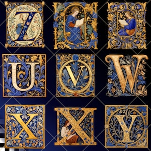 Morgan Black Hours Alphabet | Transparent PNG SVG | Illuminated Letters ...