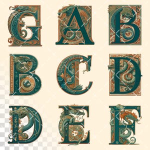 Basilisk Alphabet | Transparent PNG SVG | Illuminated Manuscript ...
