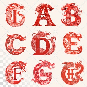 Chinese Dragon Alphabet | Transparent PNG SVG | Lunar New Year Letters ...