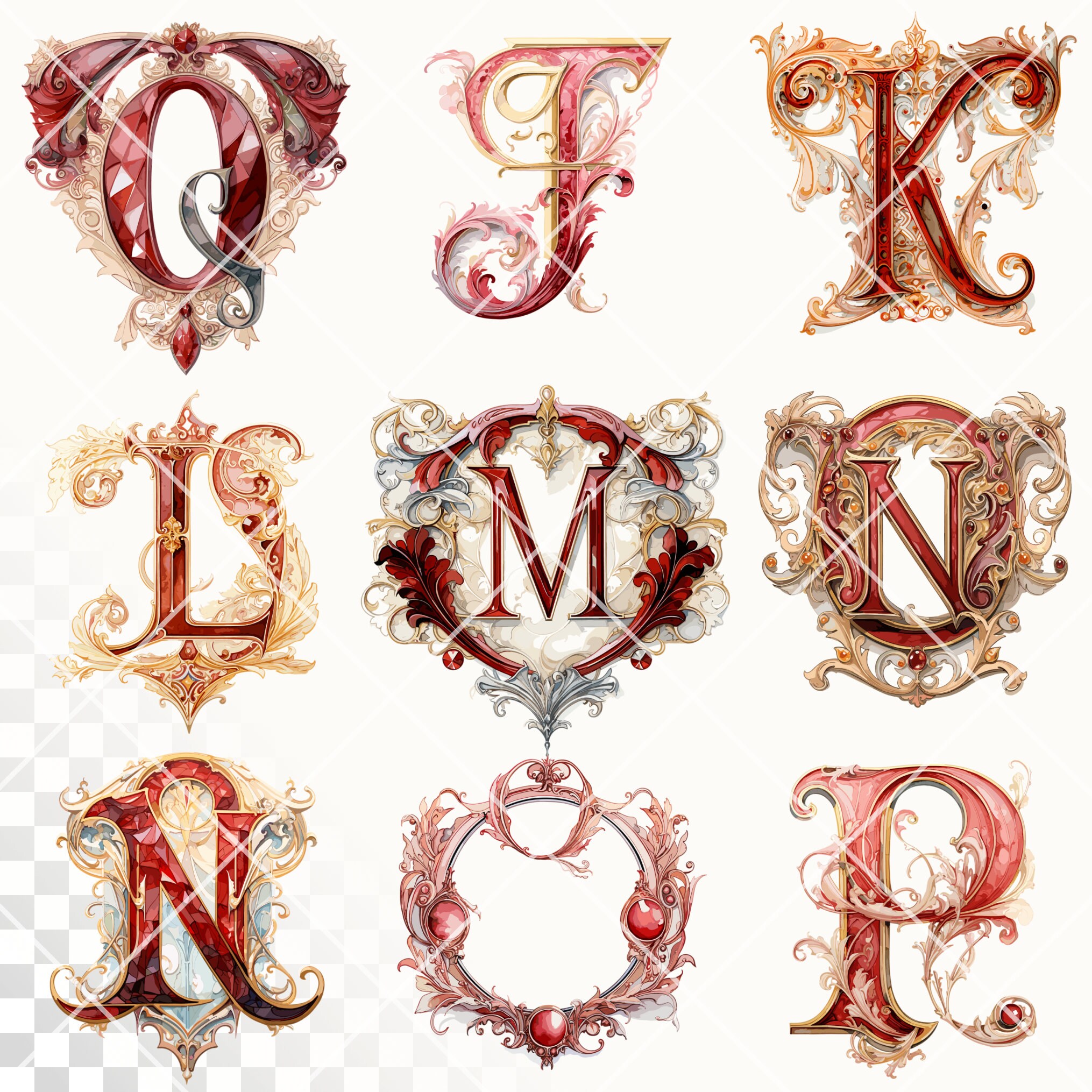 Ruby Alphabet | Transparent PNG SVG | Illuminated Letters | July ...