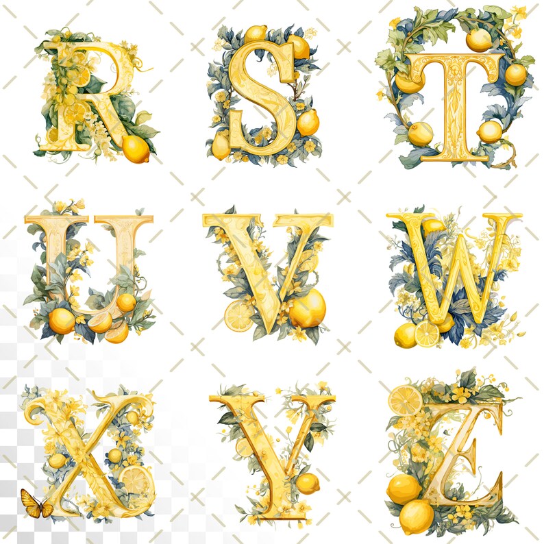 Limoncello Alphabet Transparent PNG SVG Summer Illuminated Letters ...