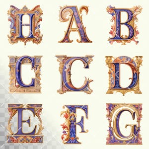 Hours of Henry VIII Alphabet | Transparent PNG SVG | Medieval Tudor ...